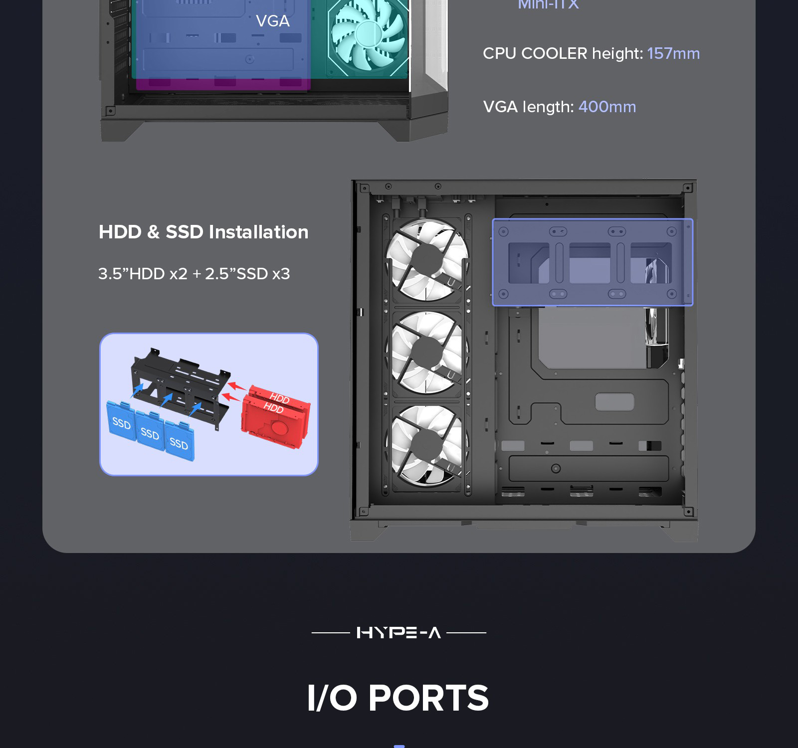 GAMEMAX HYPE-A Black USB3.0 Mid-Tower ATX Tempered Glass Computer Case w/4 x PWM ARGB Fans (3 x ...